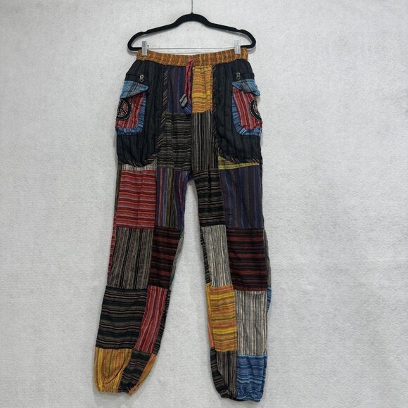 Handmade | Pants & Jumpsuits | Patchwork Peace Sign Pants Womens Xl ...